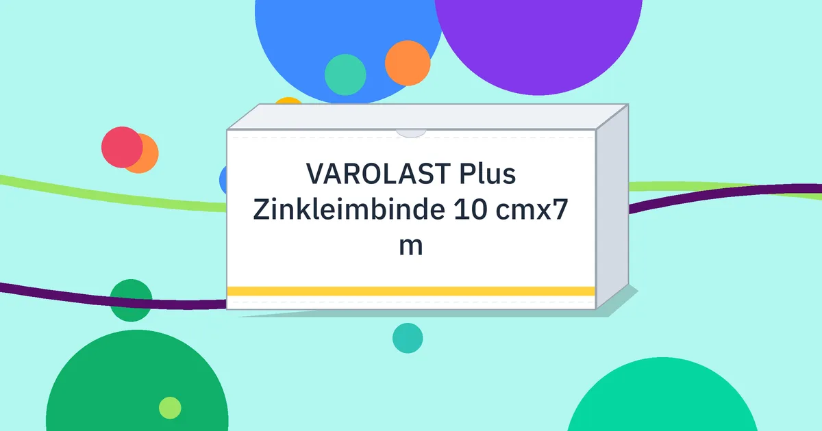 Symbolbild: Packung mit der Aufschrift VAROLAST Plus Zinkleimbinde 10 cmx7 m (PZN 02667263) – Verfügbarkeit und Bezug in Apotheken in Frankfurt am Main