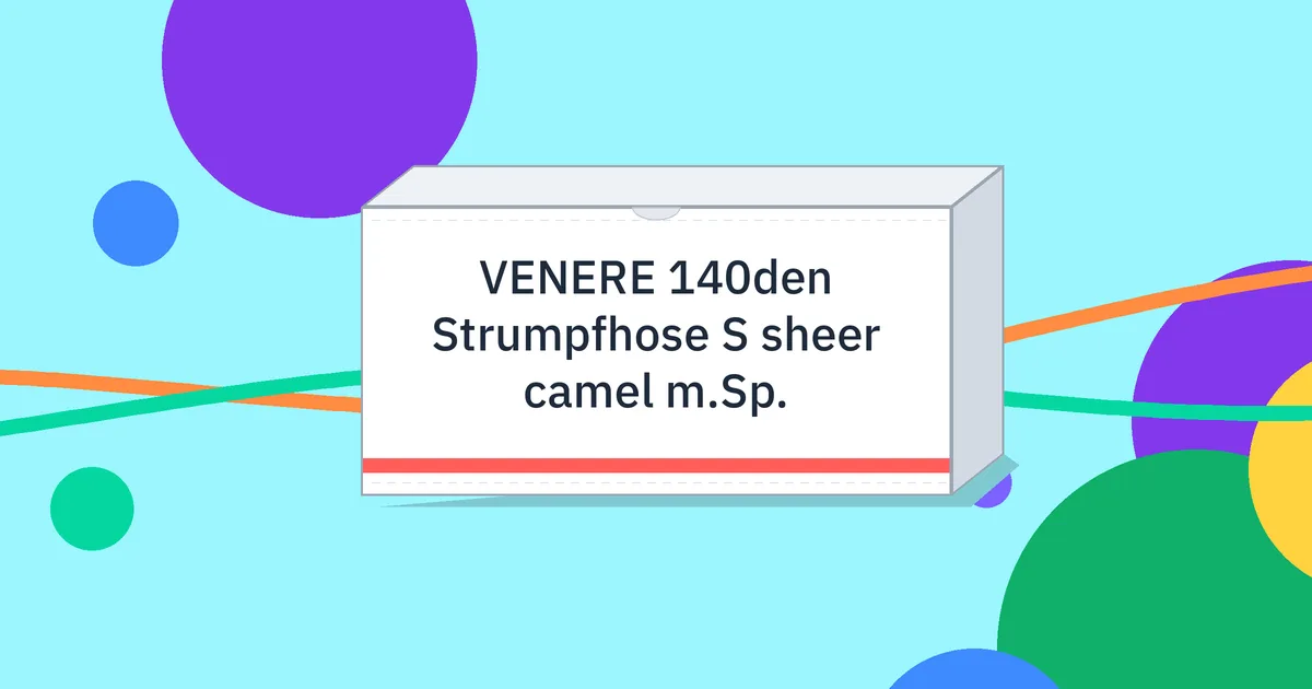 Symbolbild: Packung mit der Aufschrift VENERE 140den Strumpfhose S sheer camel m.Sp. (PZN 16171614) – Verfügbarkeit und Bezug in Apotheken in Frankfurt am Main