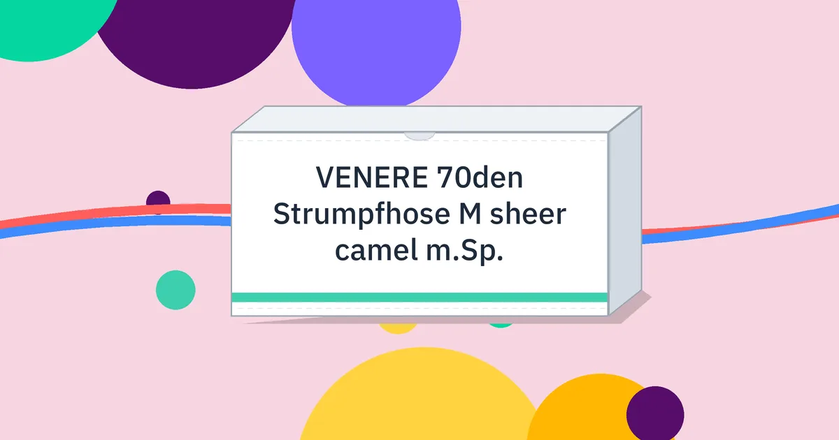 Symbolbild: Packung mit der Aufschrift VENERE 70den Strumpfhose M sheer camel m.Sp. (PZN 16173240) – Verfügbarkeit und Bezug in Apotheken in Frankfurt am Main