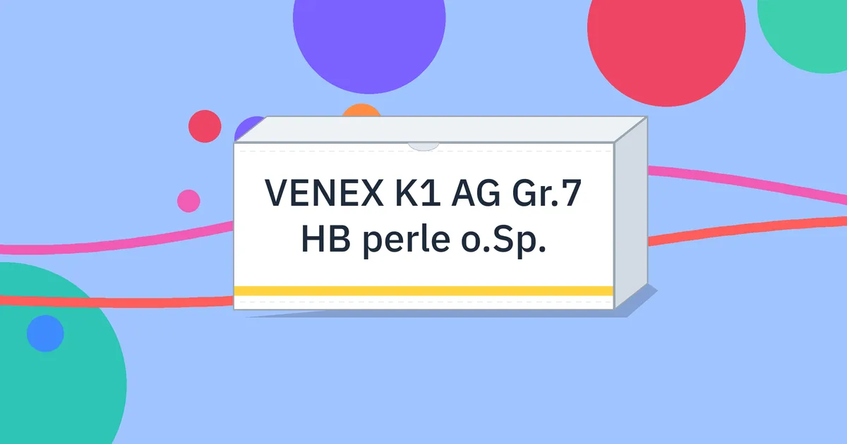 Symbolbild: Packung mit der Aufschrift VENEX K1 AG Gr.7 HB perle o.Sp. (PZN 03193181) – Verfügbarkeit und Bezug in Apotheken in Frankfurt am Main