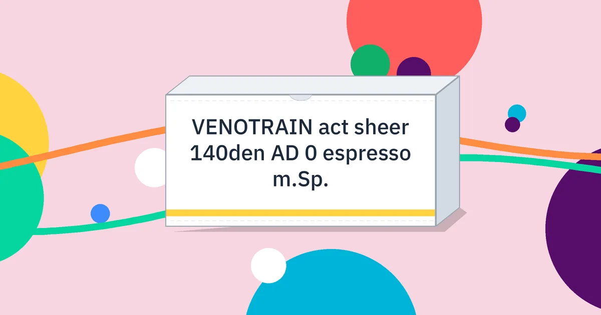 Symbolbild: Packung mit der Aufschrift VENOTRAIN act sheer 140den AD 0 espresso m.Sp. (PZN 16209239) – Verfügbarkeit und Bezug in Apotheken in Frankfurt am Main