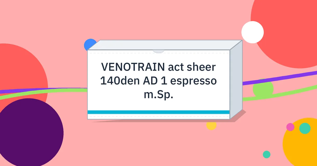 Symbolbild: Packung mit der Aufschrift VENOTRAIN act sheer 140den AD 1 espresso m.Sp. (PZN 16209245) – Verfügbarkeit und Bezug in Apotheken in Frankfurt am Main