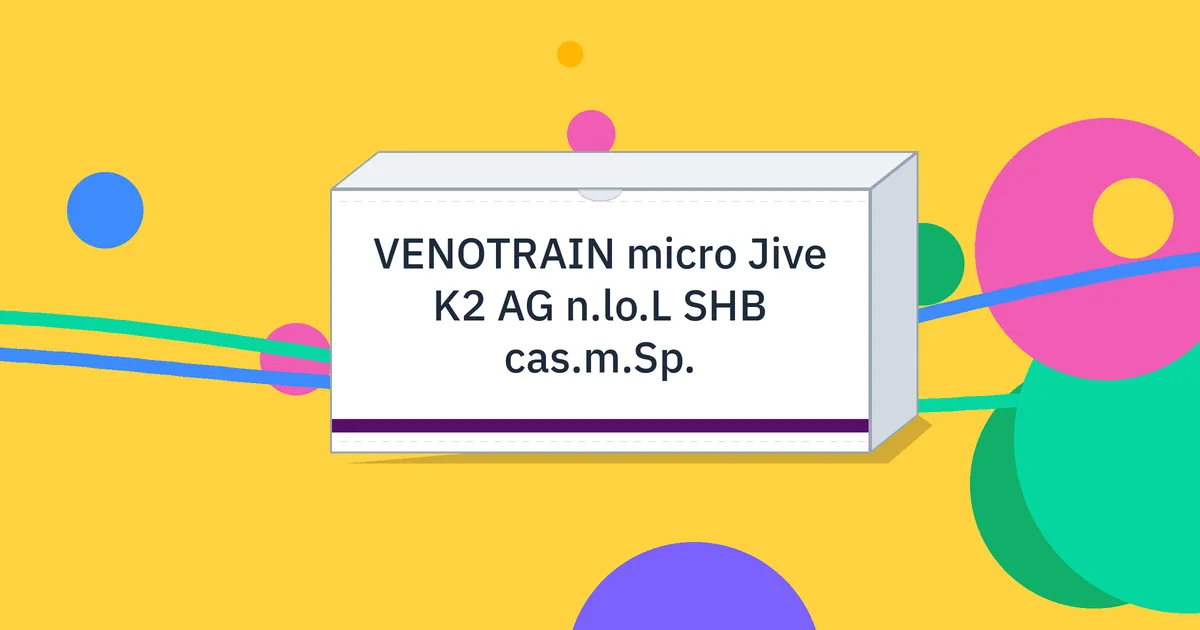 Symbolbild: Packung mit der Aufschrift VENOTRAIN micro Jive K2 AG n.lo.L SHB cas.m.Sp. (PZN 20767270) – Verfügbarkeit und Bezug in Apotheken in Frankfurt am Main