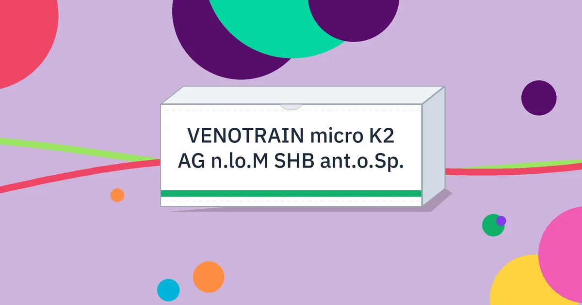 Symbolbild: Packung mit der Aufschrift VENOTRAIN micro K2 AG n.lo.M SHB ant.o.Sp. (PZN 11063475) – Verfügbarkeit und Bezug in Apotheken in Frankfurt am Main