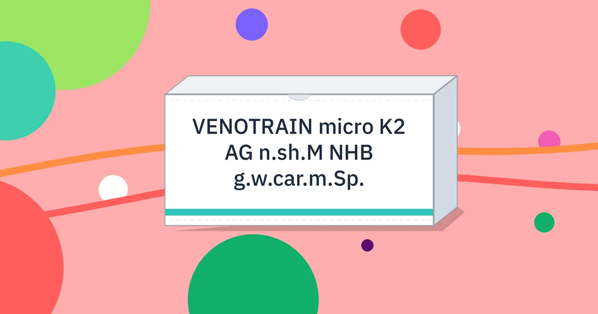 Symbolbild: Packung mit der Aufschrift VENOTRAIN micro K2 AG n.sh.M NHB g.w.car.m.Sp. (PZN 09025875) – Verfügbarkeit und Bezug in Apotheken in Frankfurt am Main