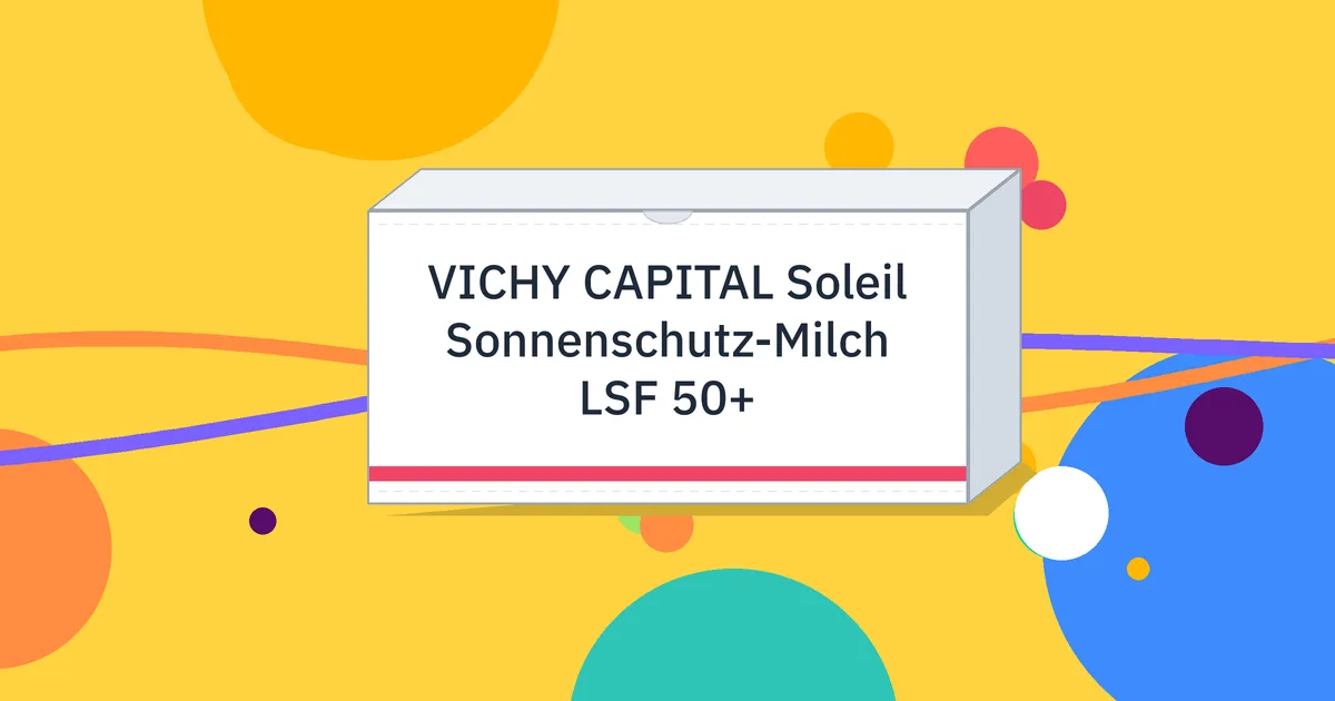 Symbolbild: Packung mit der Aufschrift VICHY CAPITAL Soleil Sonnenschutz-Milch LSF 50+ (PZN 20022707) – Verfügbarkeit und Bezug in Apotheken in Frankfurt am Main