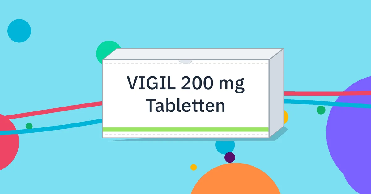 Symbolbild: Packung mit der Aufschrift VIGIL 200 mg Tabletten (PZN 05357296) – Verfügbarkeit und Bezug in Apotheken in Frankfurt am Main