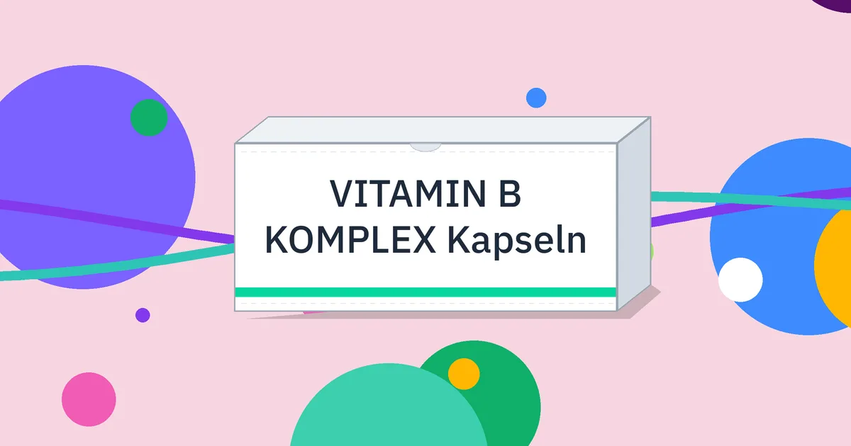 Symbolbild: Packung mit der Aufschrift VITAMIN B KOMPLEX Kapseln (PZN 01559040) – Verfügbarkeit und Bezug in Apotheken in Frankfurt am Main