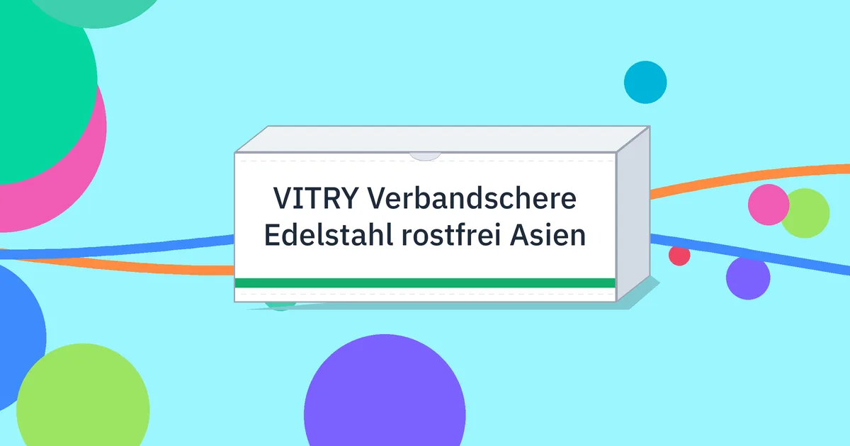 Symbolbild: Packung mit der Aufschrift VITRY Verbandschere Edelstahl rostfrei Asien (PZN 05102544) – Verfügbarkeit und Bezug in Apotheken in Frankfurt am Main