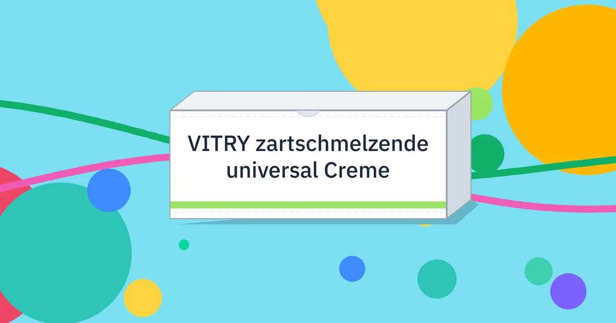 Symbolbild: Packung mit der Aufschrift VITRY zartschmelzende universal Creme (PZN 17482351) – Verfügbarkeit und Bezug in Apotheken in Frankfurt am Main