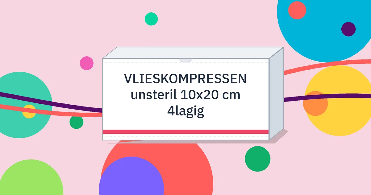 Symbolbild: Packung mit der Aufschrift VLIESKOMPRESSEN unsteril 10x20 cm 4lagig (PZN 00962265) – Verfügbarkeit und Bezug in Apotheken in Frankfurt am Main