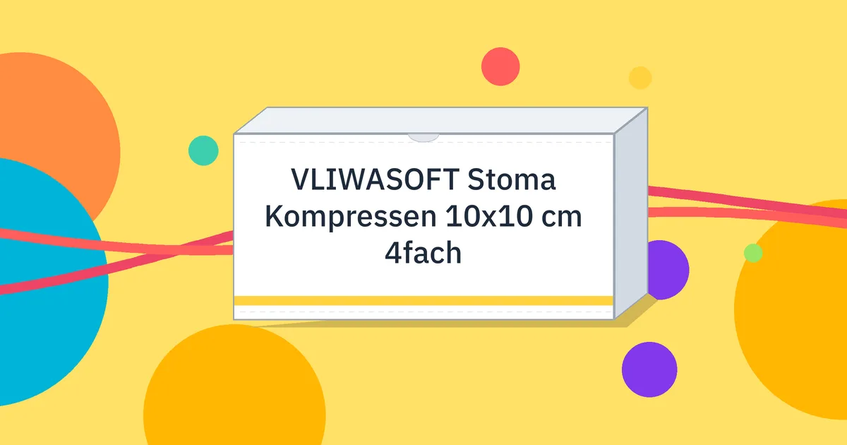 Symbolbild: Packung mit der Aufschrift VLIWASOFT Stoma Kompressen 10x10 cm 4fach (PZN 15431409) – Verfügbarkeit und Bezug in Apotheken in Frankfurt am Main