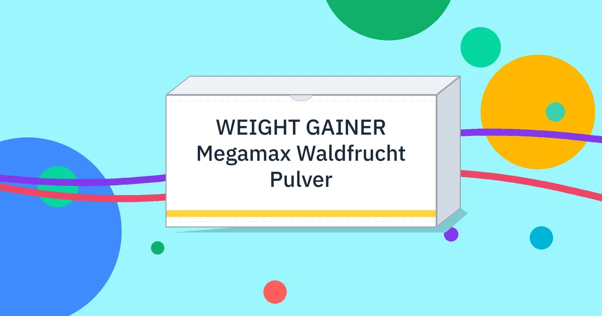 Symbolbild: Packung mit der Aufschrift WEIGHT GAINER Megamax Waldfrucht Pulver (PZN 17819431) – Verfügbarkeit und Bezug in Apotheken in Frankfurt am Main
