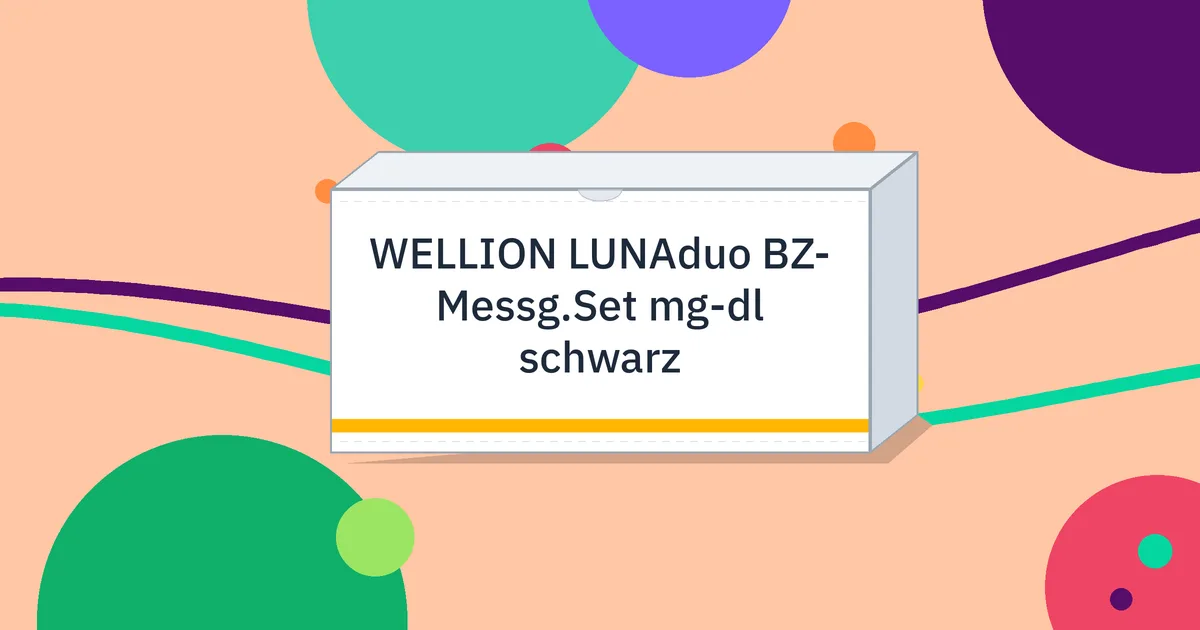 Symbolbild: Packung mit der Aufschrift WELLION LUNAduo BZ-Messg.Set mg-dl schwarz (PZN 00857108) – Verfügbarkeit und Bezug in Apotheken in Frankfurt am Main