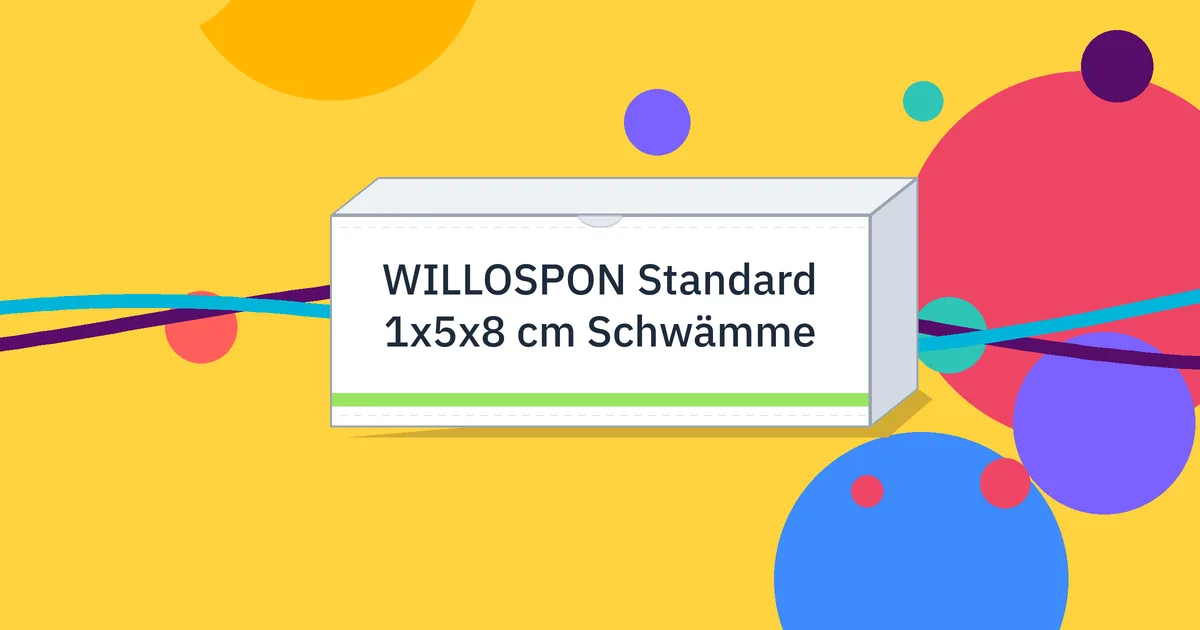 Symbolbild: Packung mit der Aufschrift WILLOSPON Standard 1x5x8 cm Schwämme (PZN 10763093) – Verfügbarkeit und Bezug in Apotheken in Frankfurt am Main