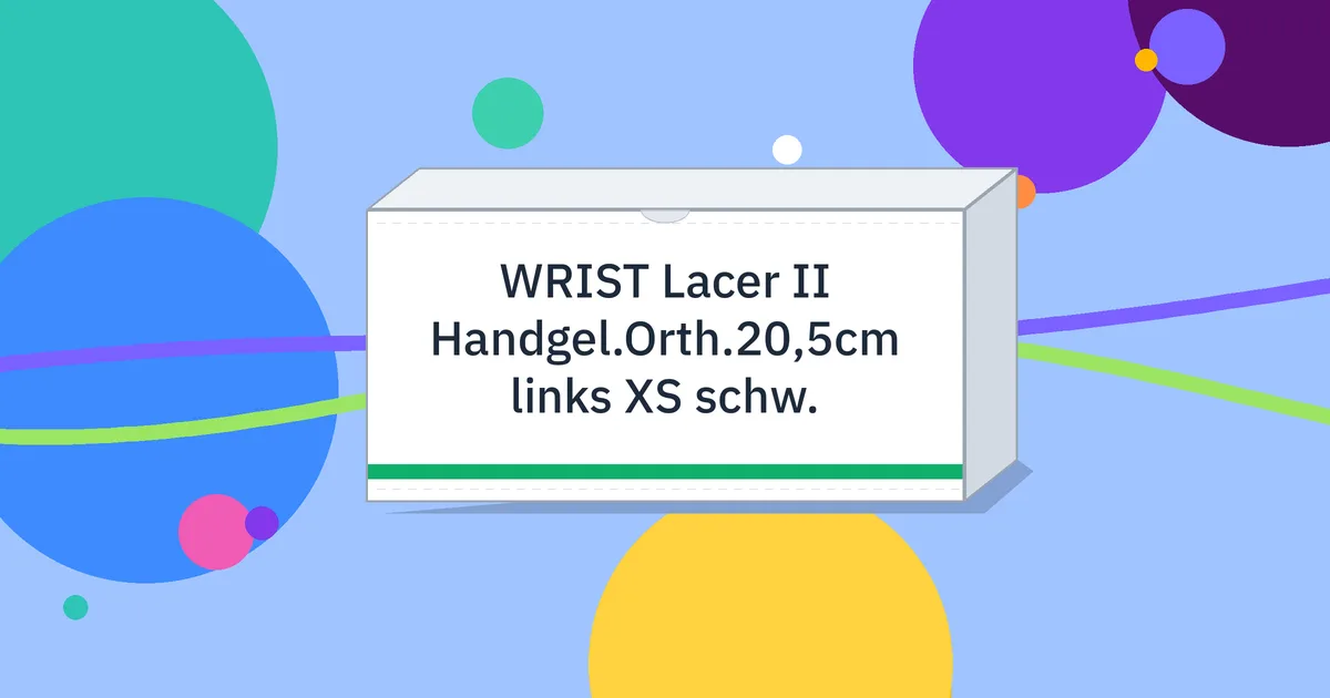 Symbolbild: Packung mit der Aufschrift WRIST Lacer II Handgel.Orth.20,5cm links XS schw. (PZN 14048217) – Verfügbarkeit und Bezug in Apotheken in Frankfurt am Main