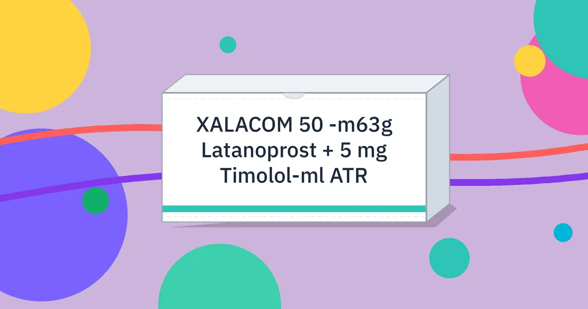 Symbolbild: Packung mit der Aufschrift XALACOM 50 -m63g Latanoprost + 5 mg Timolol-ml ATR (PZN 19272043) – Verfügbarkeit und Bezug in Apotheken in Frankfurt am Main