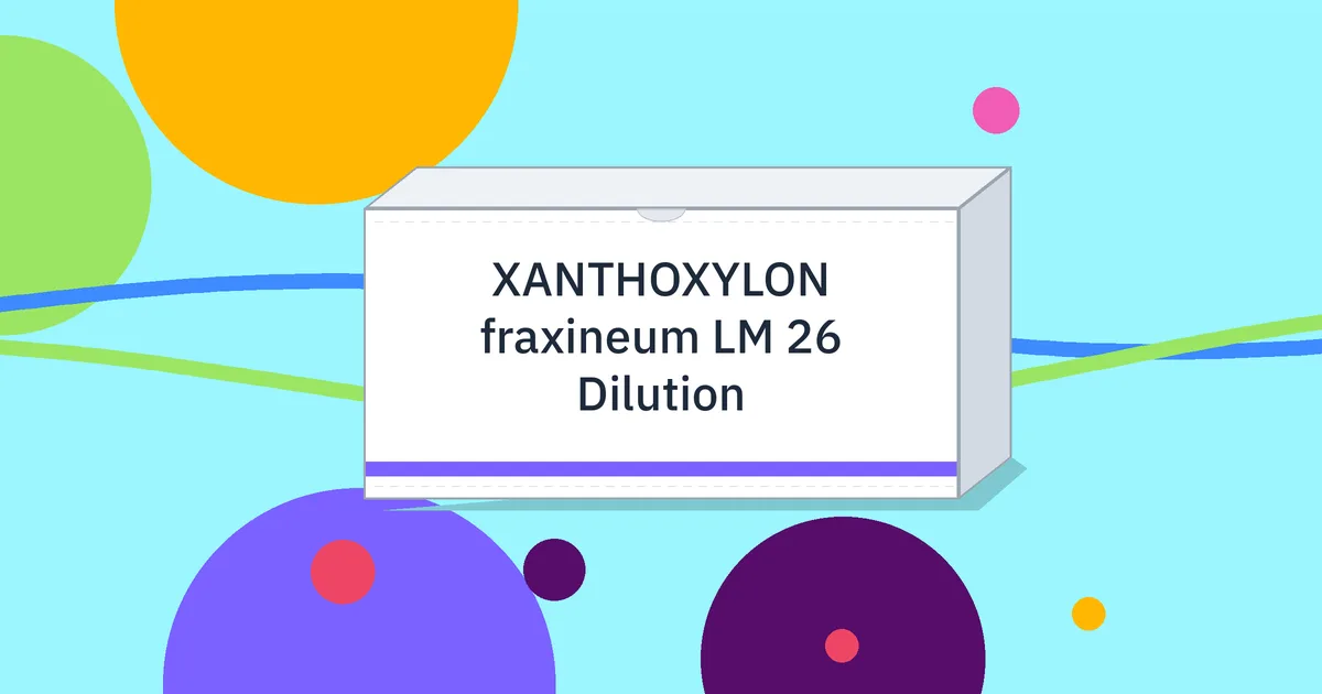 Symbolbild: Packung mit der Aufschrift XANTHOXYLON fraxineum LM 26 Dilution (PZN 13784552) – Verfügbarkeit und Bezug in Apotheken in Frankfurt am Main