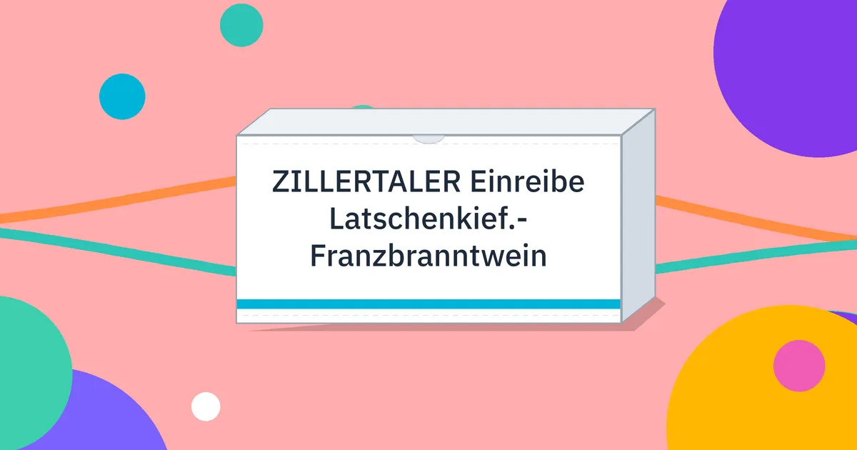 Symbolbild: Packung mit der Aufschrift ZILLERTALER Einreibe Latschenkief.-Franzbranntwein (PZN 20281745) – Verfügbarkeit und Bezug in Apotheken in Frankfurt am Main