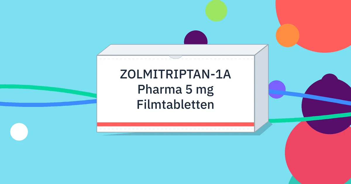 Symbolbild: Packung mit der Aufschrift ZOLMITRIPTAN-1A Pharma 5 mg Filmtabletten (PZN 09427409) – Verfügbarkeit und Bezug in Apotheken in Frankfurt am Main