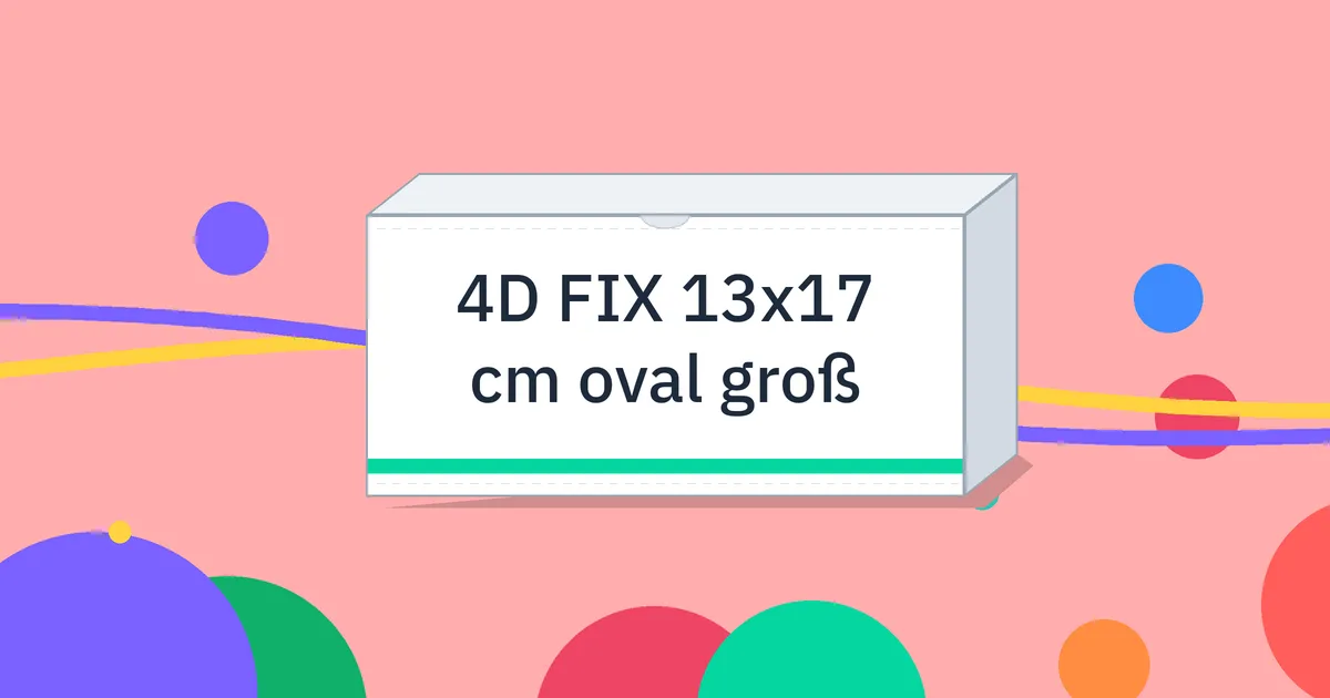 Symbolbild: Packung mit der Aufschrift 4D FIX 13x17 cm oval groß (PZN 20581559) – Verfügbarkeit und Bezug in Apotheken in Frankfurt am Main