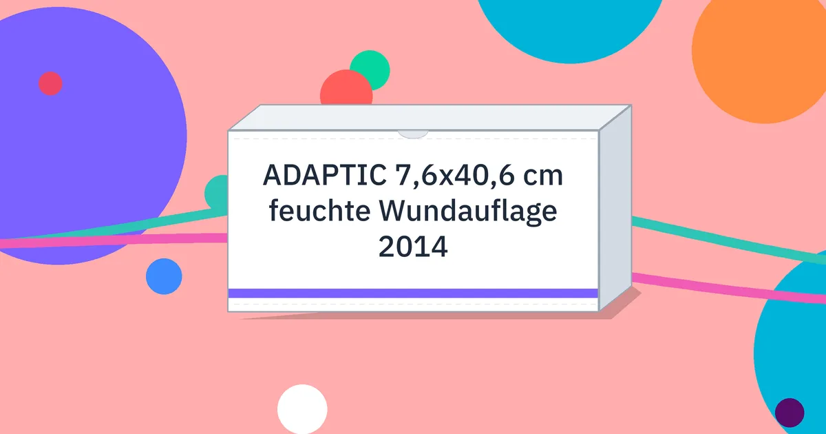 Symbolbild: Packung mit der Aufschrift ADAPTIC 7,6x40,6 cm feuchte Wundauflage 2014 (PZN 14277001) – Verfügbarkeit und Bezug in Apotheken in Frankfurt am Main
