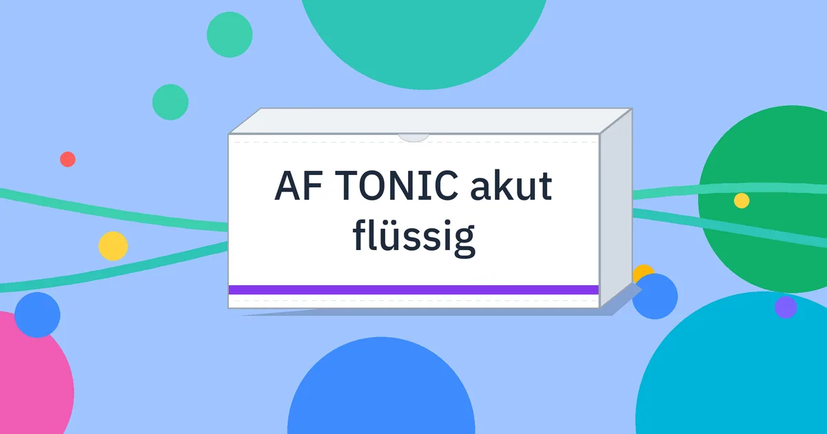 Symbolbild: Packung mit der Aufschrift AF TONIC akut flüssig (PZN 02855303) – Verfügbarkeit und Bezug in Apotheken in Frankfurt am Main