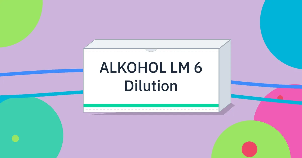 Symbolbild: Packung mit der Aufschrift ALKOHOL LM 6 Dilution (PZN 13310995) – Verfügbarkeit und Bezug in Apotheken in Frankfurt am Main