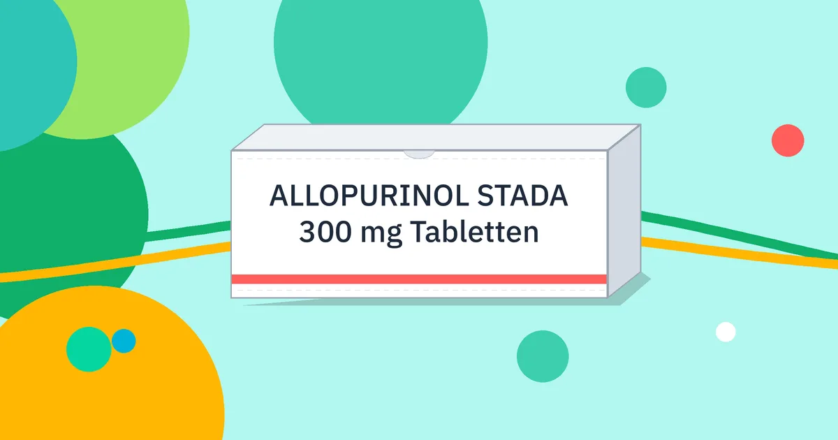 Symbolbild: Packung mit der Aufschrift ALLOPURINOL STADA 300 mg Tabletten (PZN 02055519) – Verfügbarkeit und Bezug in Apotheken in Frankfurt am Main