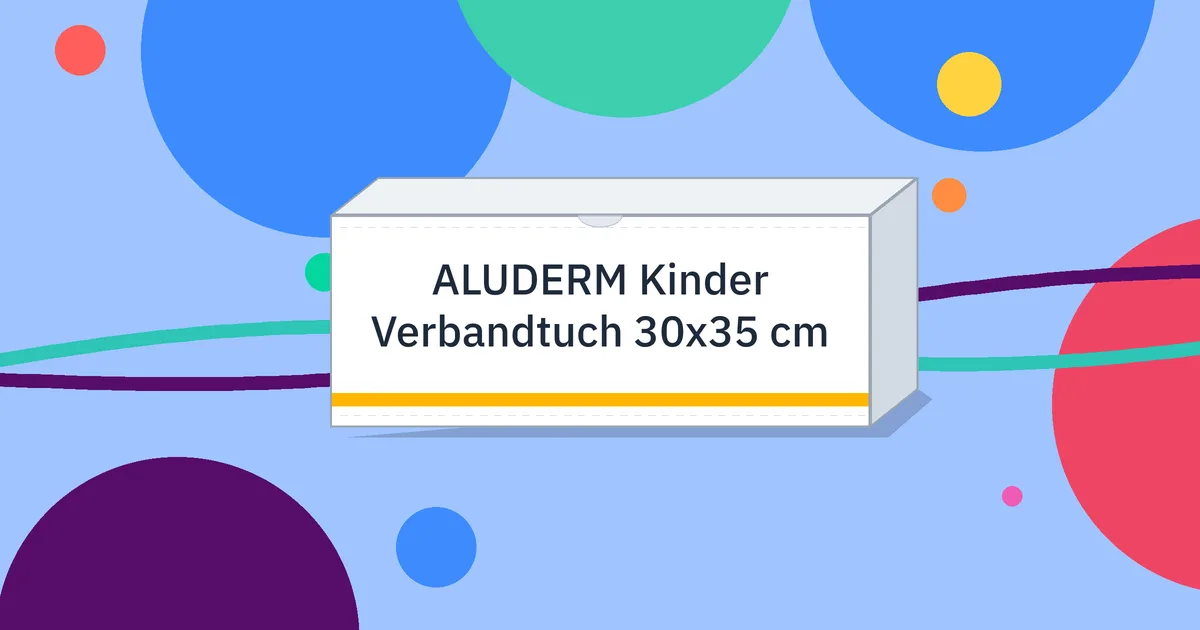 Symbolbild: Packung mit der Aufschrift ALUDERM Kinder Verbandtuch 30x35 cm (PZN 00118629) – Verfügbarkeit und Bezug in Apotheken in Frankfurt am Main