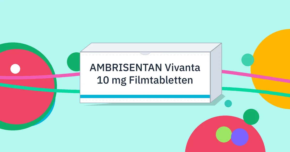 Symbolbild: Packung mit der Aufschrift AMBRISENTAN Vivanta 10 mg Filmtabletten (PZN 19540408) – Verfügbarkeit und Bezug in Apotheken in Frankfurt am Main