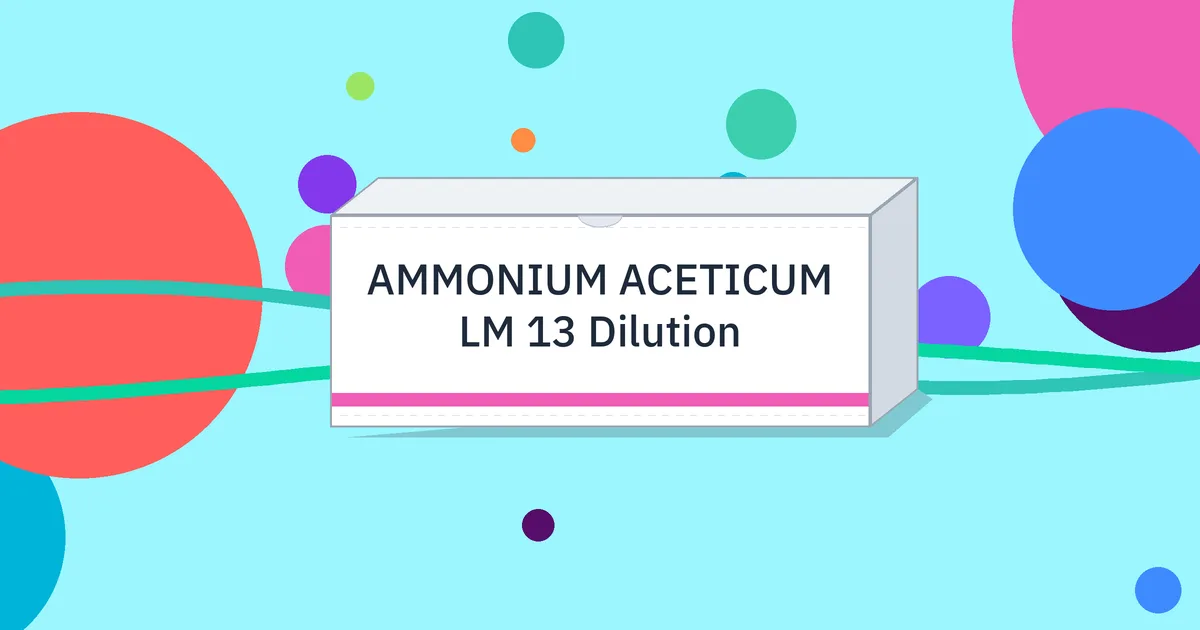 Symbolbild: Packung mit der Aufschrift AMMONIUM ACETICUM LM 13 Dilution (PZN 13319453) – Verfügbarkeit und Bezug in Apotheken in Frankfurt am Main