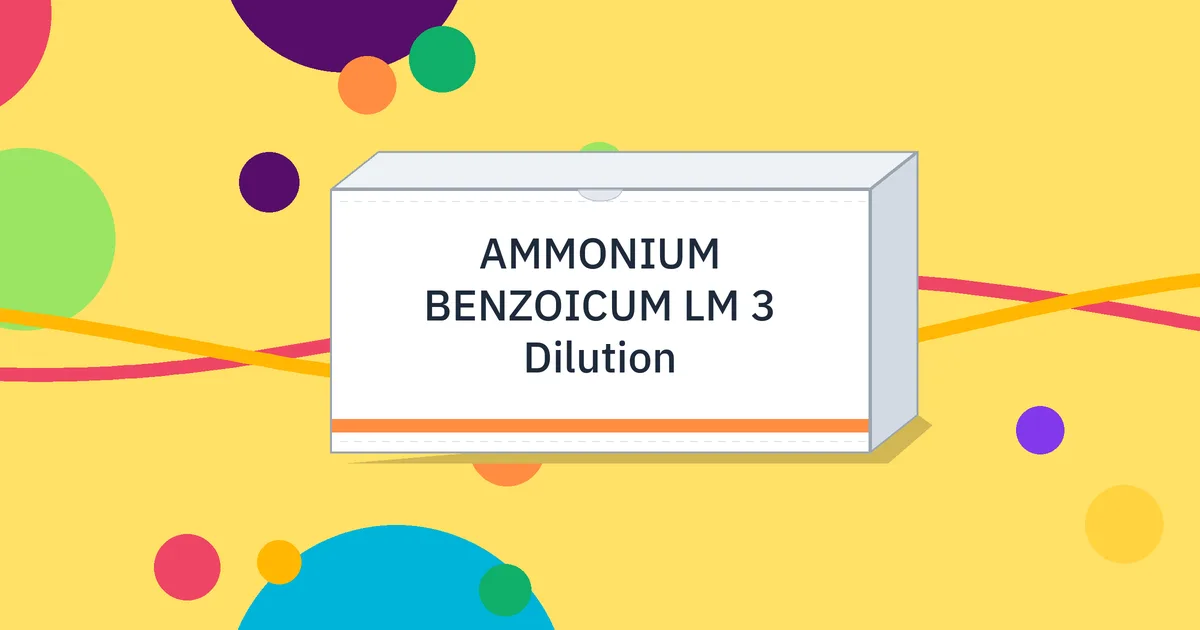 Symbolbild: Packung mit der Aufschrift AMMONIUM BENZOICUM LM 3 Dilution (PZN 13319803) – Verfügbarkeit und Bezug in Apotheken in Frankfurt am Main