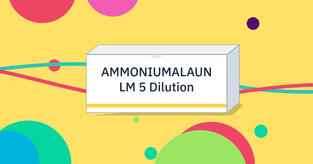 Symbolbild: Packung mit der Aufschrift AMMONIUMALAUN LM 5 Dilution (PZN 13324543) – Verfügbarkeit und Bezug in Apotheken in Frankfurt am Main