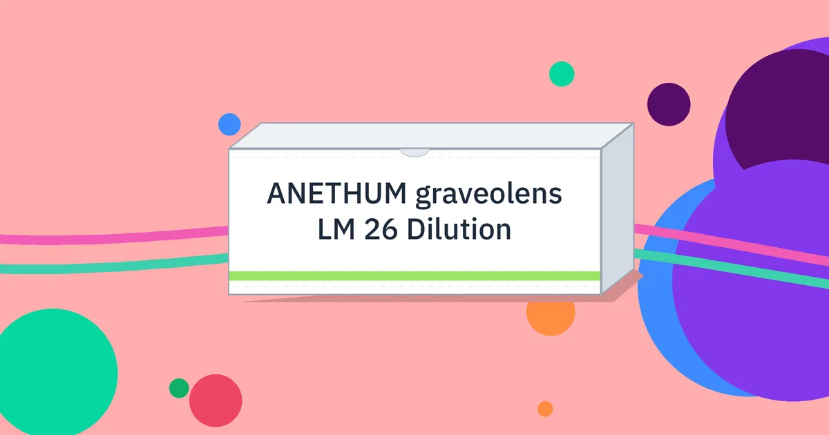 Symbolbild: Packung mit der Aufschrift ANETHUM graveolens LM 26 Dilution (PZN 16008268) – Verfügbarkeit und Bezug in Apotheken in Frankfurt am Main