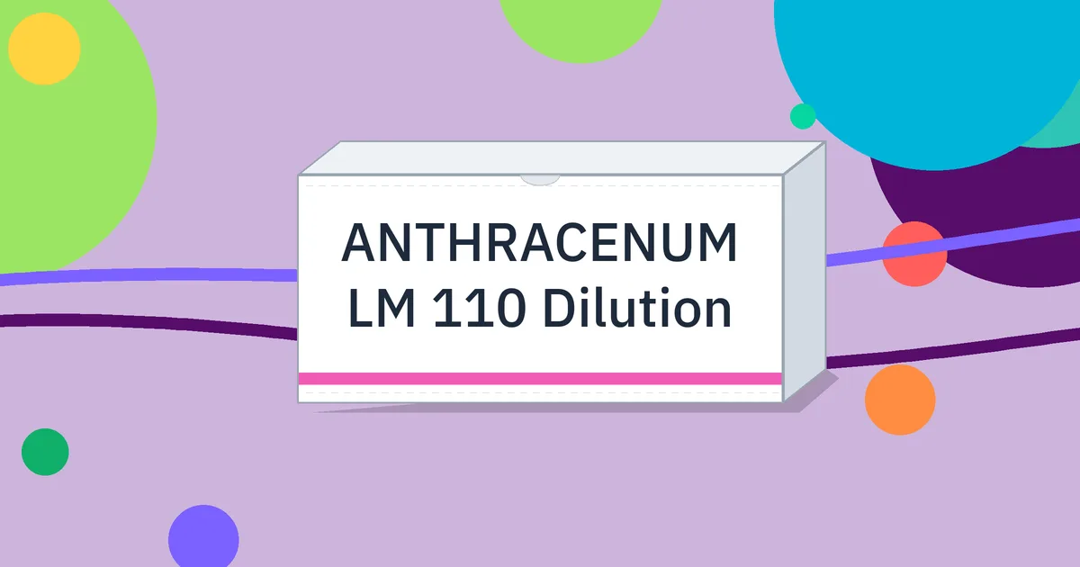 Symbolbild: Packung mit der Aufschrift ANTHRACENUM LM 110 Dilution (PZN 13370603) – Verfügbarkeit und Bezug in Apotheken in Frankfurt am Main