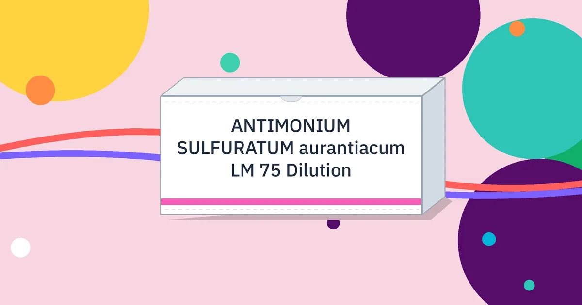 Symbolbild: Packung mit der Aufschrift ANTIMONIUM SULFURATUM aurantiacum LM 75 Dilution (PZN 13375925) – Verfügbarkeit und Bezug in Apotheken in Frankfurt am Main