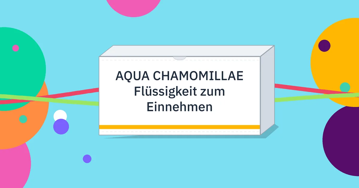 Symbolbild: Packung mit der Aufschrift AQUA CHAMOMILLAE Flüssigkeit zum Einnehmen (PZN 15400863) – Verfügbarkeit und Bezug in Apotheken in Frankfurt am Main