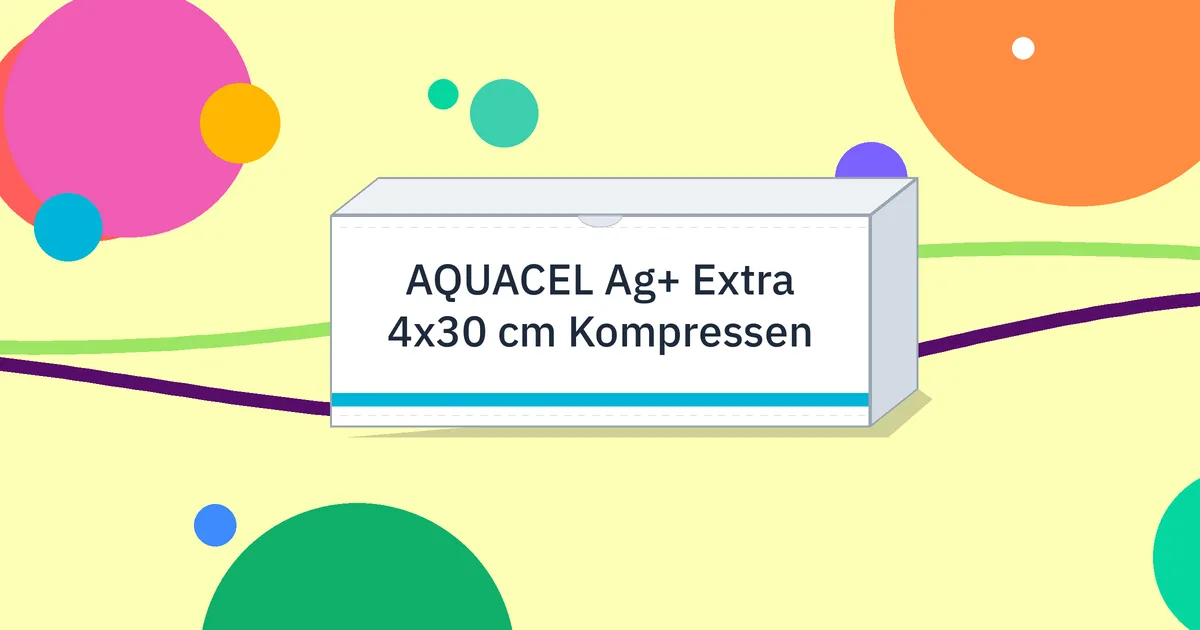 Symbolbild: Packung mit der Aufschrift AQUACEL Ag+ Extra 4x30 cm Kompressen (PZN 17909654) – Verfügbarkeit und Bezug in Apotheken in Frankfurt am Main