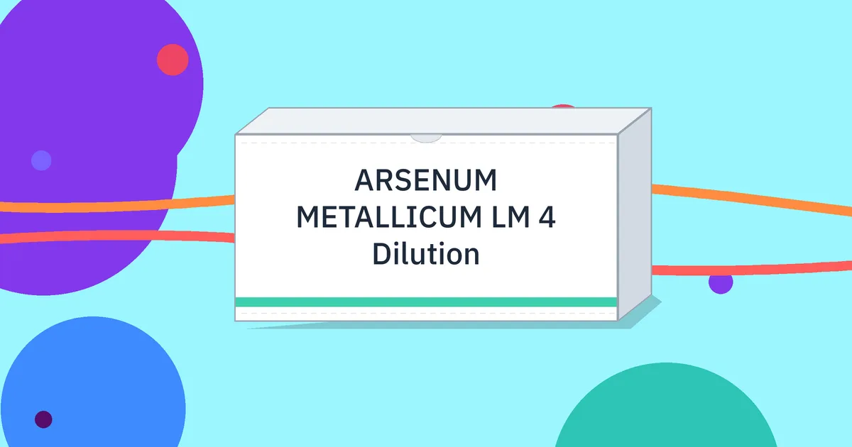 Symbolbild: Packung mit der Aufschrift ARSENUM METALLICUM LM 4 Dilution (PZN 12779224) – Verfügbarkeit und Bezug in Apotheken in Frankfurt am Main