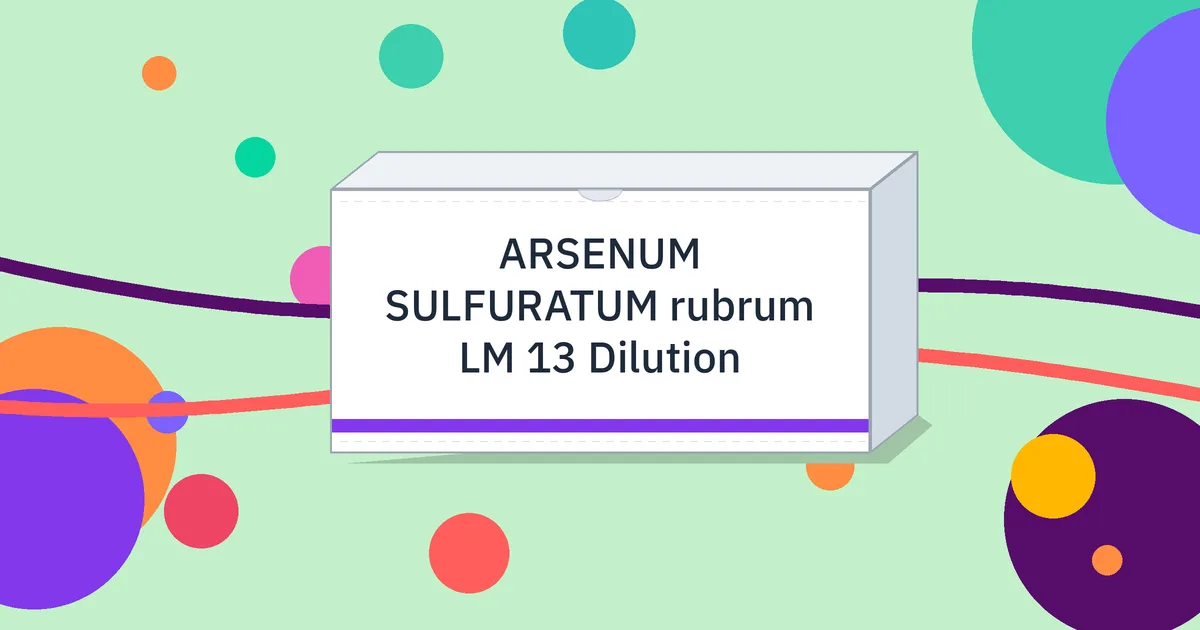 Symbolbild: Packung mit der Aufschrift ARSENUM SULFURATUM rubrum LM 13 Dilution (PZN 12779773) – Verfügbarkeit und Bezug in Apotheken in Frankfurt am Main
