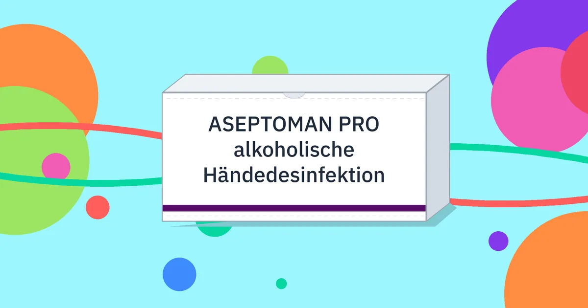 Symbolbild: Packung mit der Aufschrift ASEPTOMAN PRO alkoholische Händedesinfektion (PZN 16765957) – Verfügbarkeit und Bezug in Apotheken in Frankfurt am Main