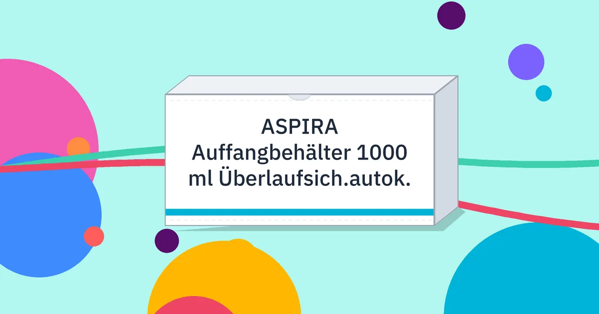 Symbolbild: Packung mit der Aufschrift ASPIRA Auffangbehälter 1000 ml Überlaufsich.autok. (PZN 10080431) – Verfügbarkeit und Bezug in Apotheken in Frankfurt am Main