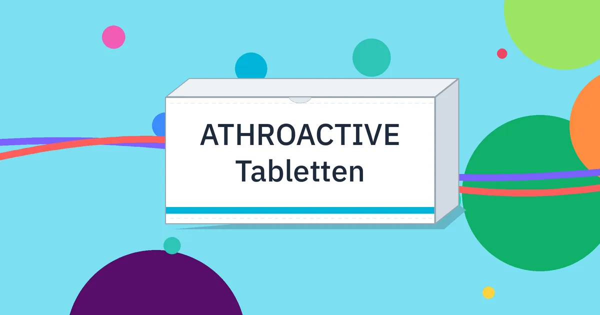 Symbolbild: Packung mit der Aufschrift ATHROACTIVE Tabletten (PZN 03723779) – Verfügbarkeit und Bezug in Apotheken in Frankfurt am Main