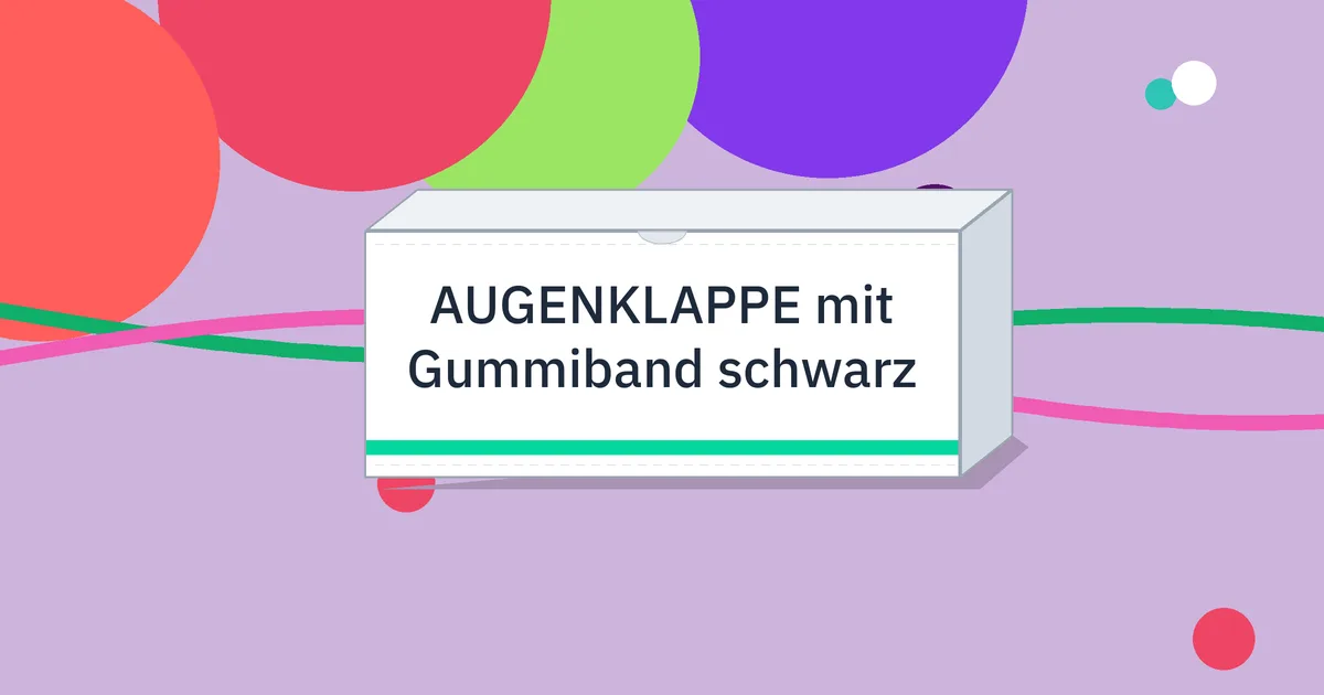 Symbolbild: Packung mit der Aufschrift AUGENKLAPPE mit Gummiband schwarz (PZN 03173770) – Verfügbarkeit und Bezug in Apotheken in Frankfurt am Main