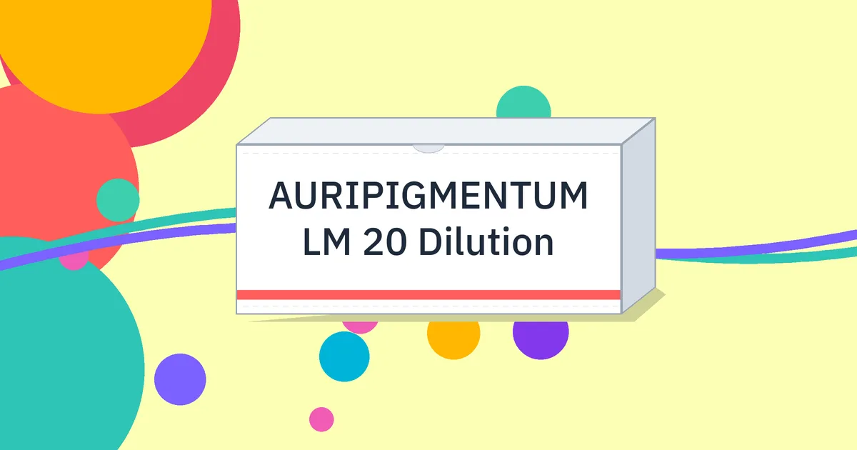Symbolbild: Packung mit der Aufschrift AURIPIGMENTUM LM 20 Dilution (PZN 12783059) – Verfügbarkeit und Bezug in Apotheken in Frankfurt am Main