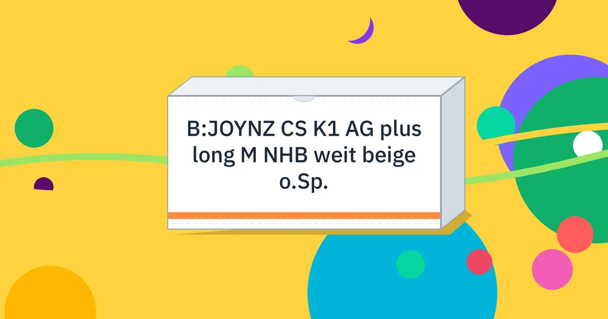 Symbolbild: Packung mit der Aufschrift B:JOYNZ CS K1 AG plus long M NHB weit beige o.Sp. (PZN 20532762) – Verfügbarkeit und Bezug in Apotheken in Frankfurt am Main