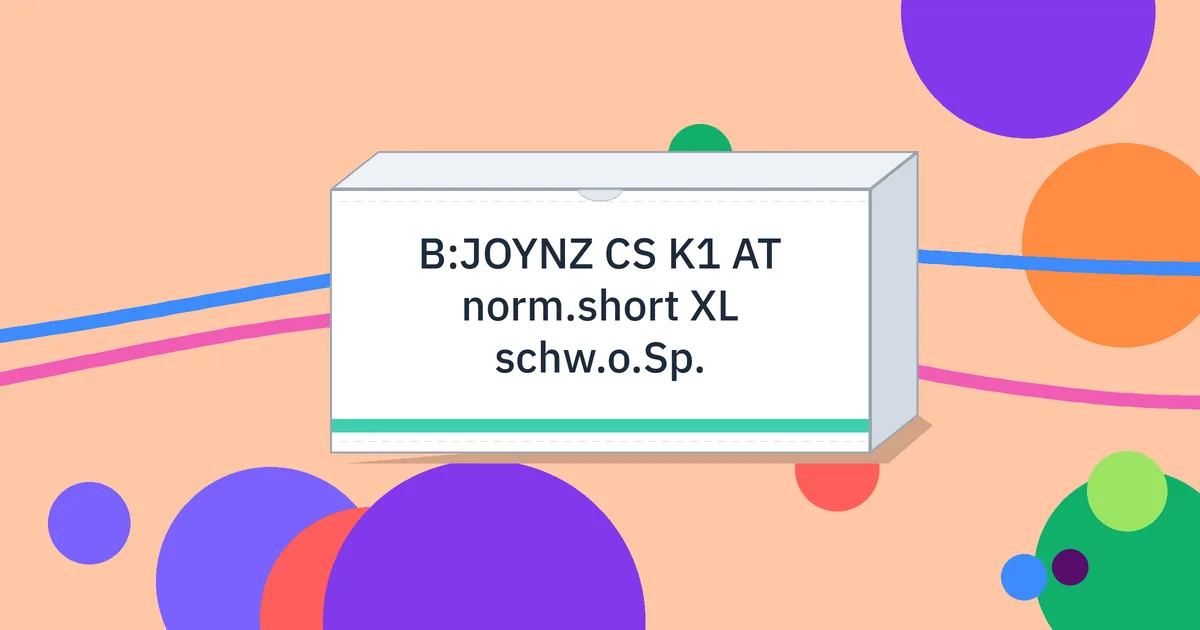 Symbolbild: Packung mit der Aufschrift B:JOYNZ CS K1 AT norm.short XL schw.o.Sp. (PZN 20537618) – Verfügbarkeit und Bezug in Apotheken in Frankfurt am Main