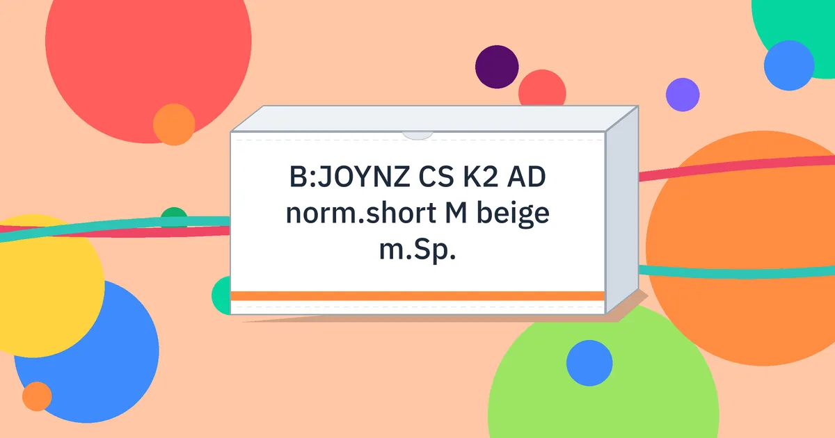 Symbolbild: Packung mit der Aufschrift B:JOYNZ CS K2 AD norm.short M beige m.Sp. (PZN 20528401) – Verfügbarkeit und Bezug in Apotheken in Frankfurt am Main