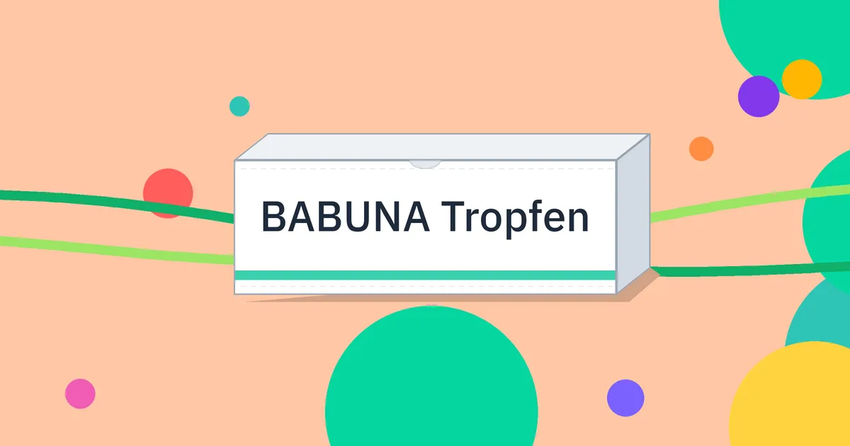 Symbolbild: Packung mit der Aufschrift BABUNA Tropfen (PZN 16396572) – Verfügbarkeit und Bezug in Apotheken in Frankfurt am Main